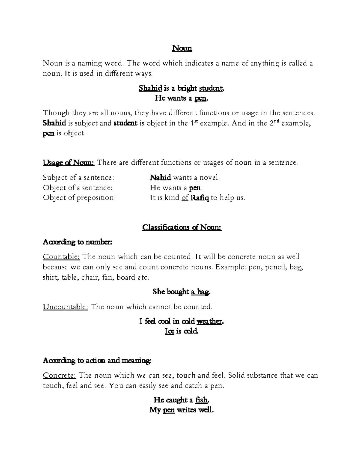 Nouns and Pronouns: Usage, Classification, and Examples - Studocu