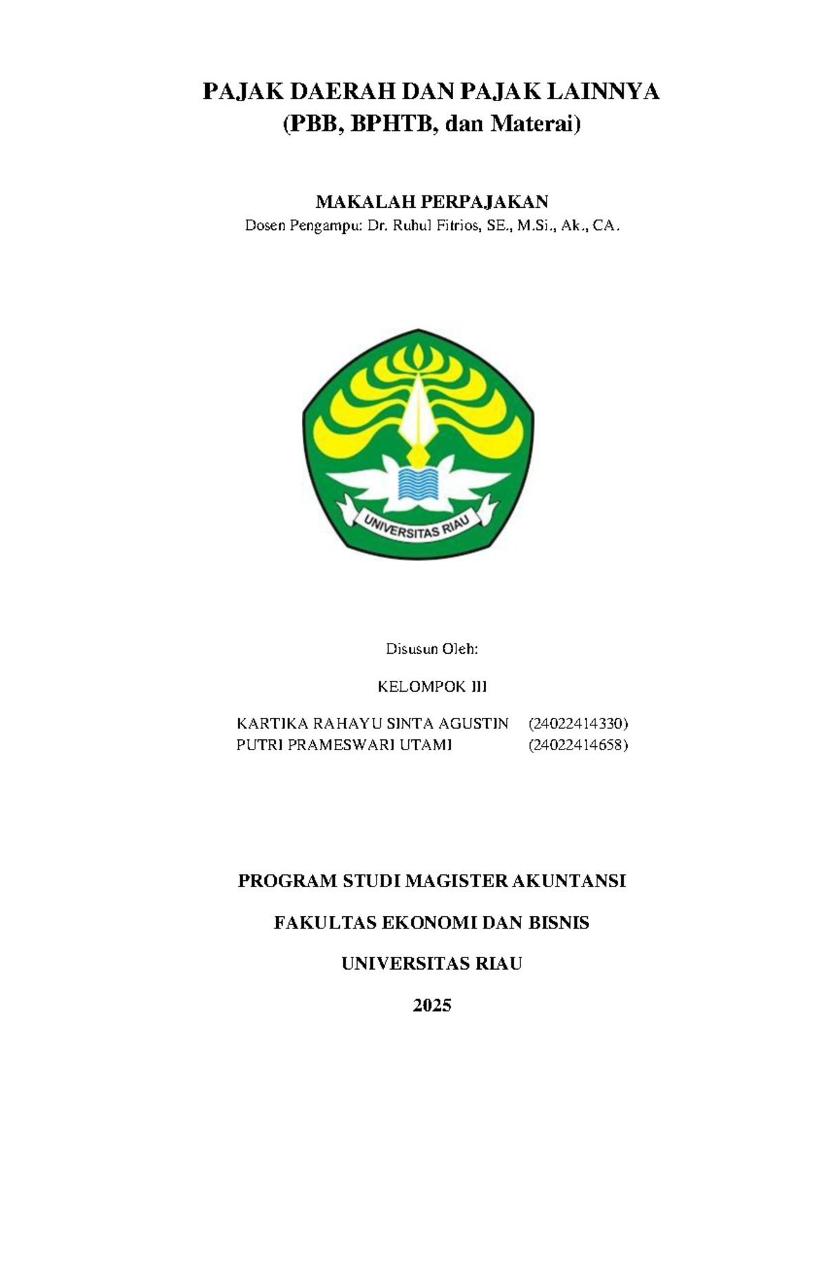 Makalah Perpajakan: Pajak Daerah dan Pajak Lainnya (PBB, BPHTB) - KEL 3 ...