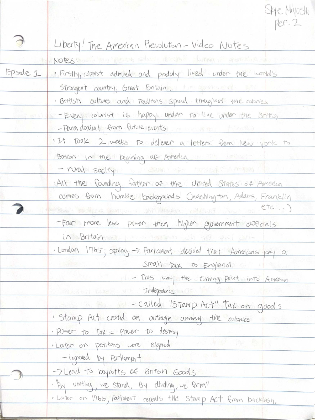 APUSH 2: Give Me Liberty! Episode 1-6 Video Notes - Studocu