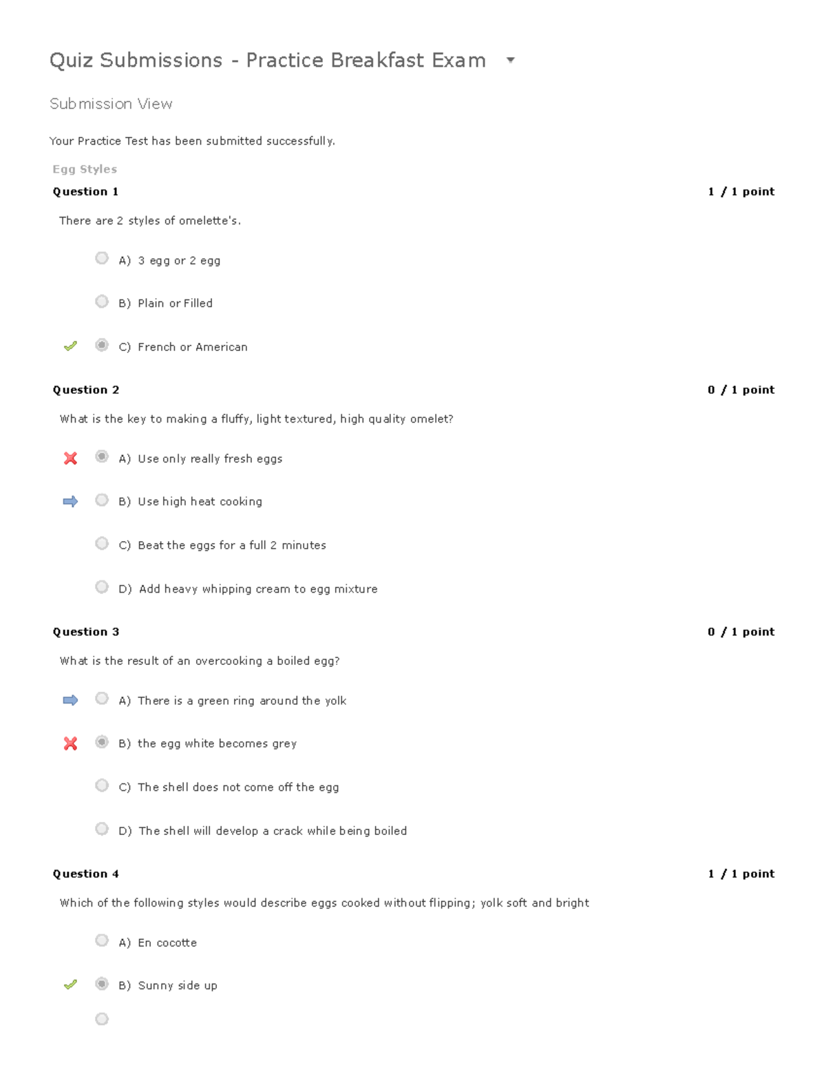 Practice Breakfast Exam - Quiz Submission Insights - Studocu