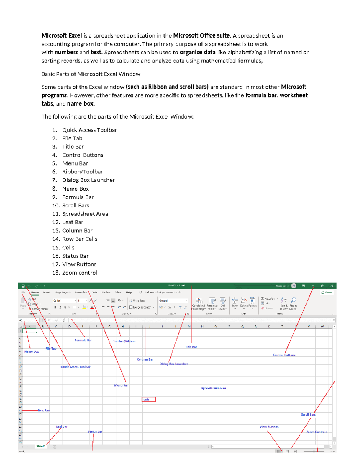 MS-Excel Overview: Key Features & Components for IT Students - Studocu