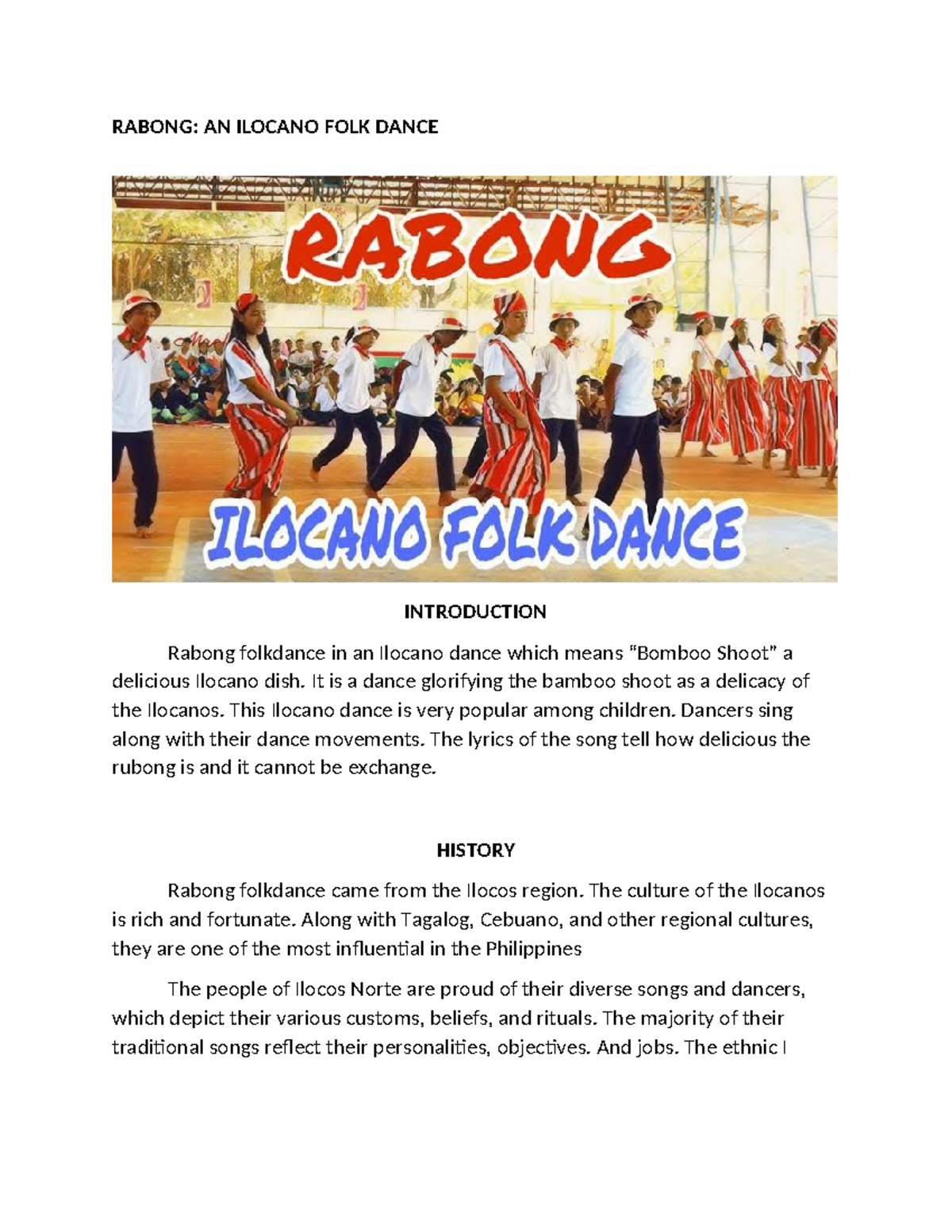 RABONG: AN INTRODUCTION TO ILOCANO FOLK DANCE CULTURE - Studocu