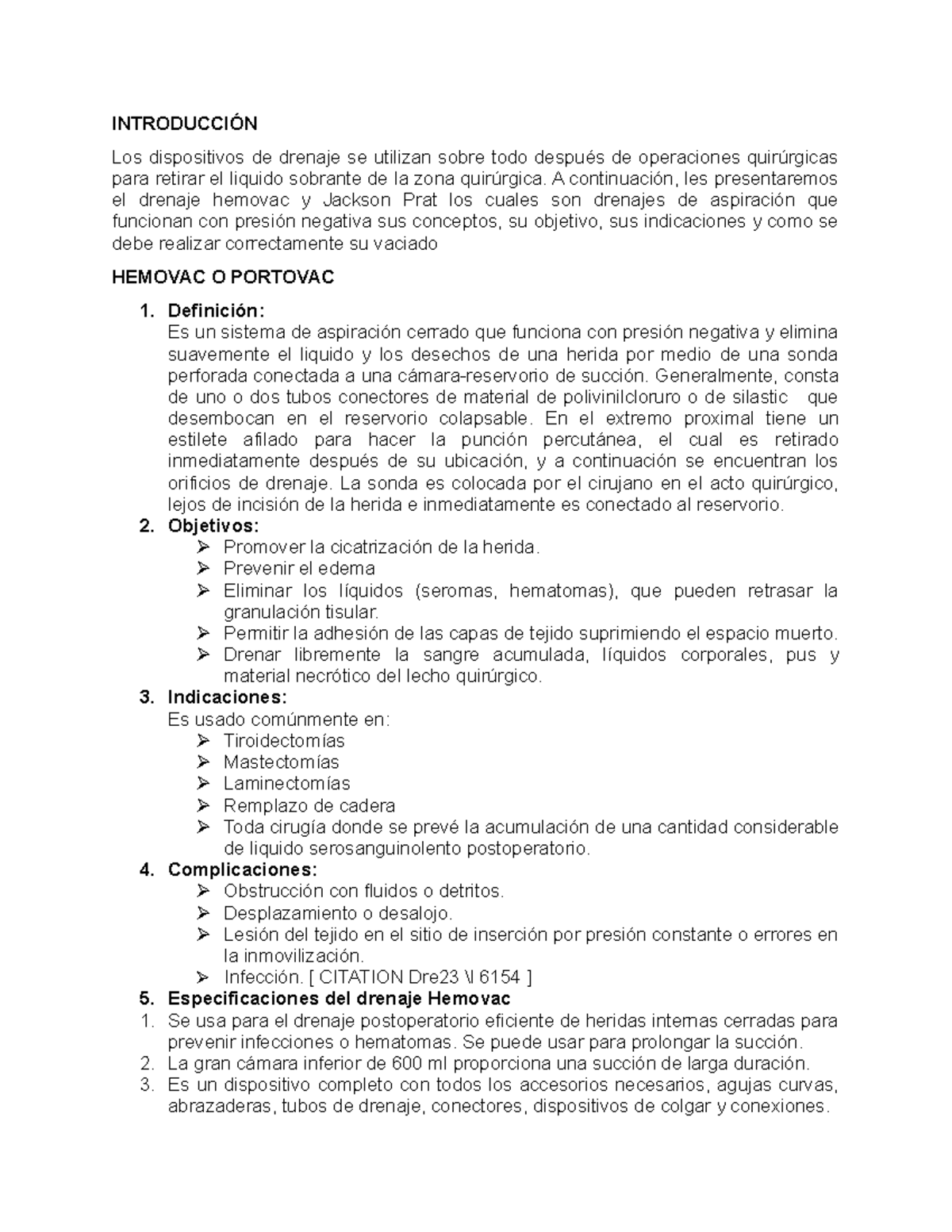 Hemovac O Portovac-1 - Asignada - INTRODUCCIÓN Los dispositivos de ...