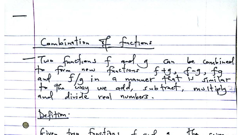 Calculus 1: Combining Functions and Their Domains (Notes 2) - Studocu