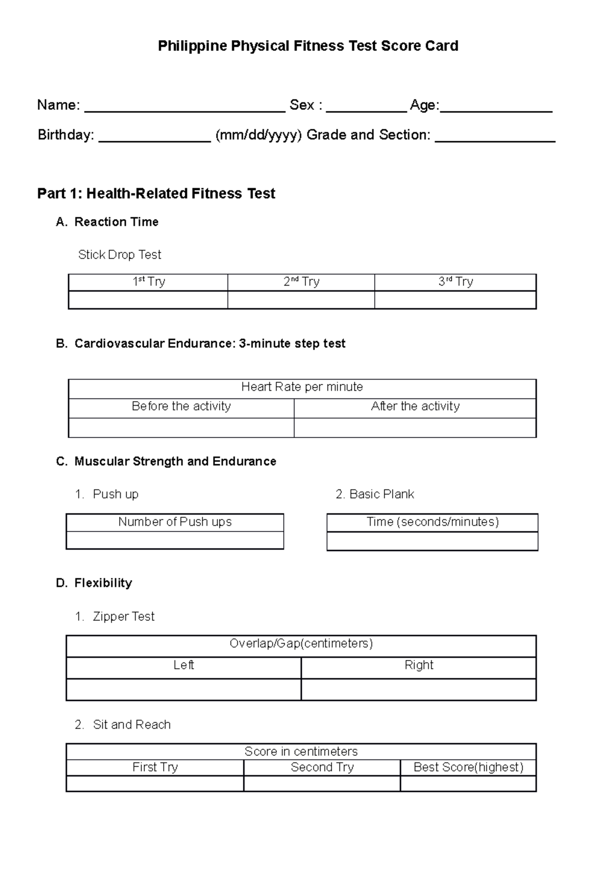 PPFT-Score-Card - N/A - Philippine Physical Fitness Test Score Card ...