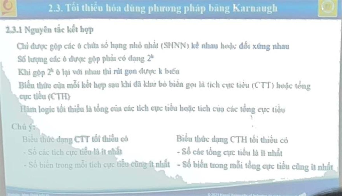 Tài liệu ôn tập phương pháp Karnaugh - 2.3. Tối thiểu hóa - Studocu