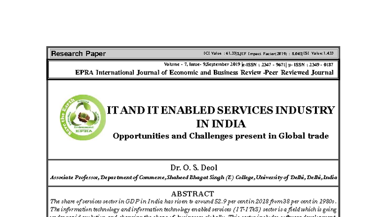 Opportunities and Challenges in India's IT and ITeS Sector: A ...
