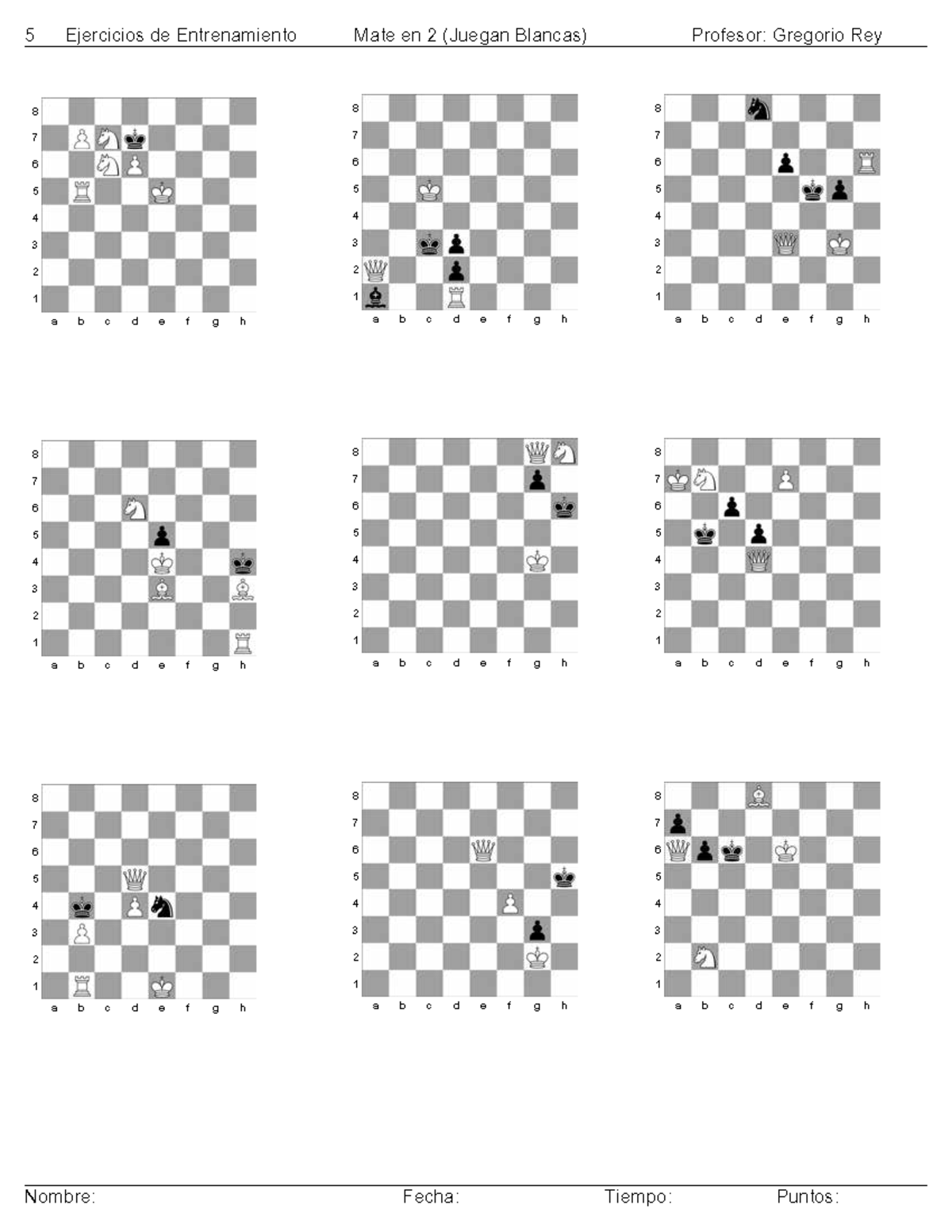 Ejercicios de Entrenamiento: Mate en 2 (Juegan Blancas) - Prof. Rey - Studocu