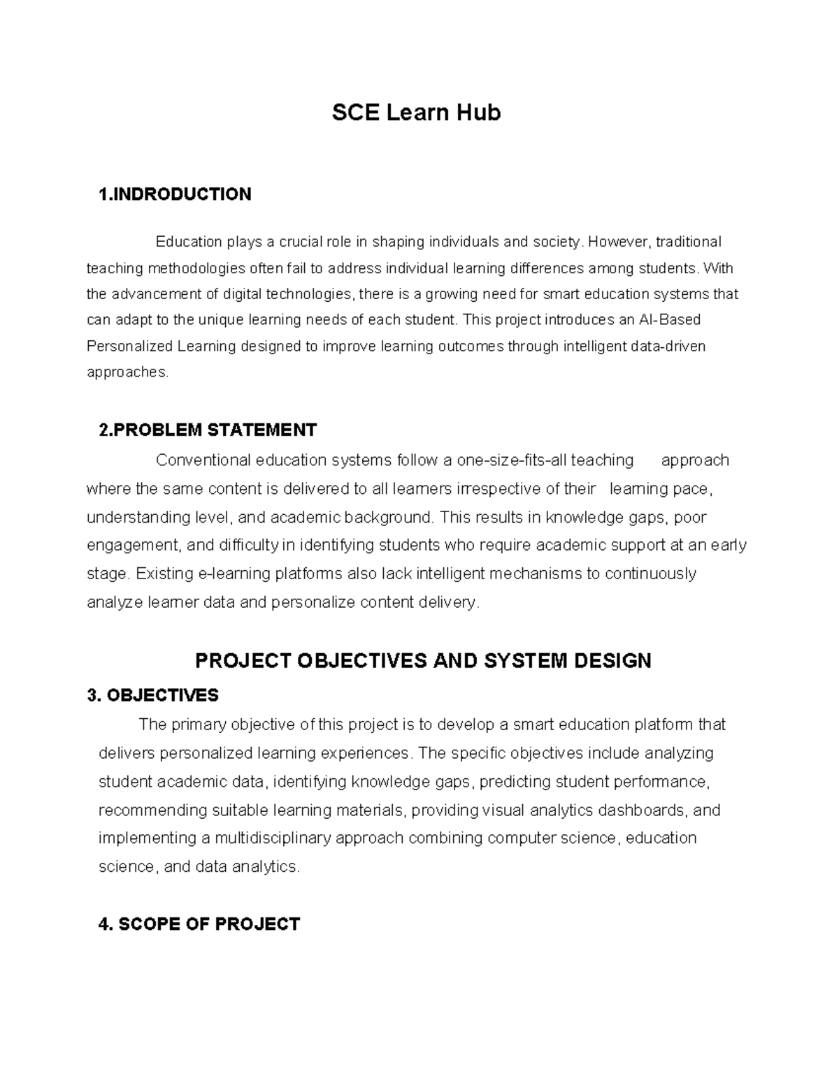 SCE Learn Hub: Personalized Learning System Project Overview - Studocu