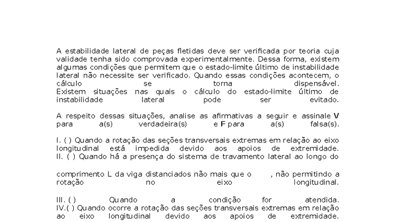 Análise de Estabilidade Lateral em Estruturas Fletidas - Engenharia ...