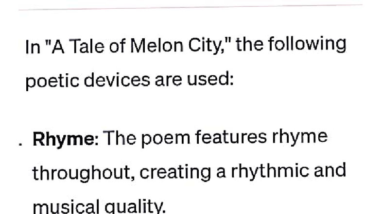 Poetic Devices in A Tale of Melon City Analysis - Studocu