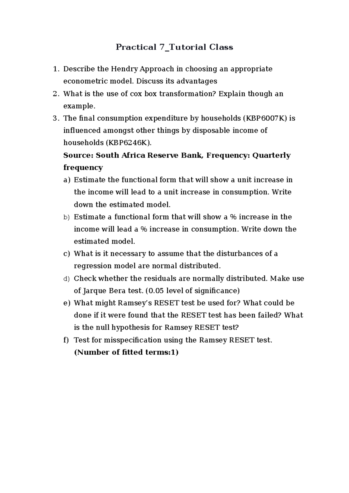KBP6007K & KBP6246K: Practical Questions for Tutorial Class 1 - Studocu