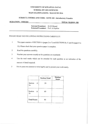 [Solved] Exam type question for Gene 240 MCQs SAQs LAQs Diagrams ...