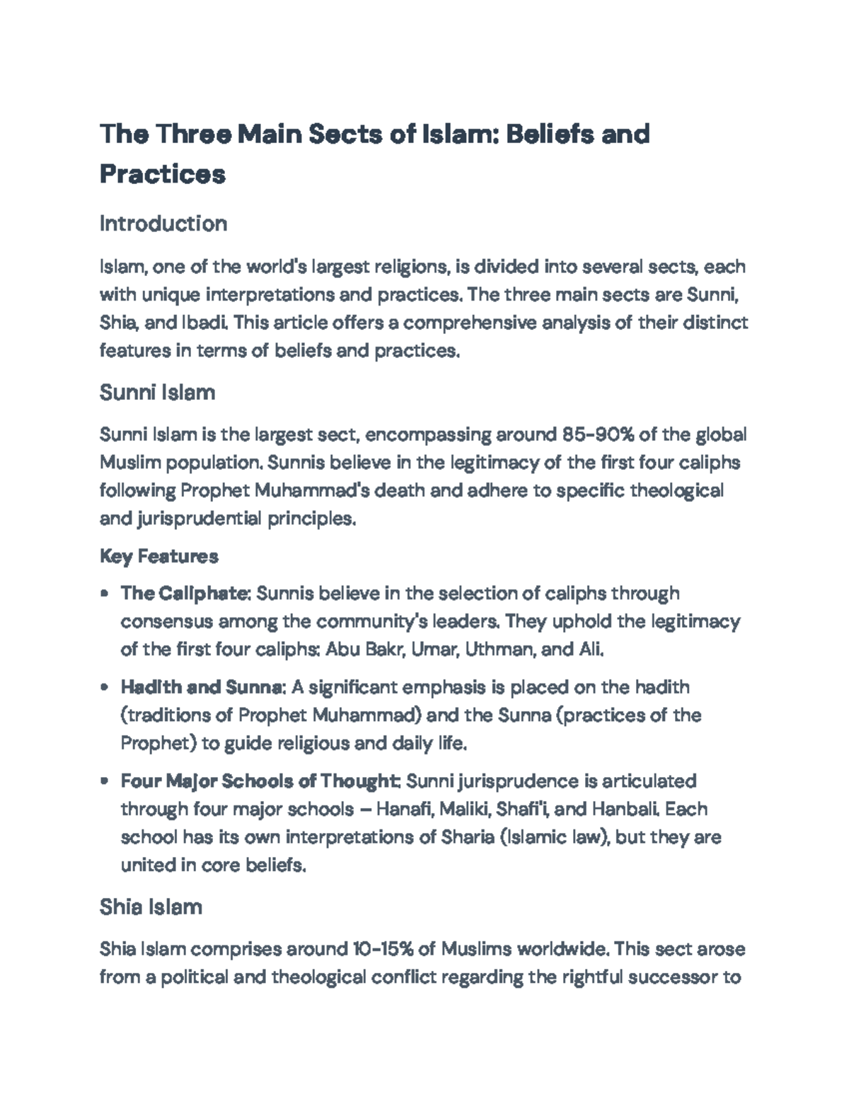 Islamic Sects Explored: Sunni, Shia, and Ibadi Perspectives - The Three ...