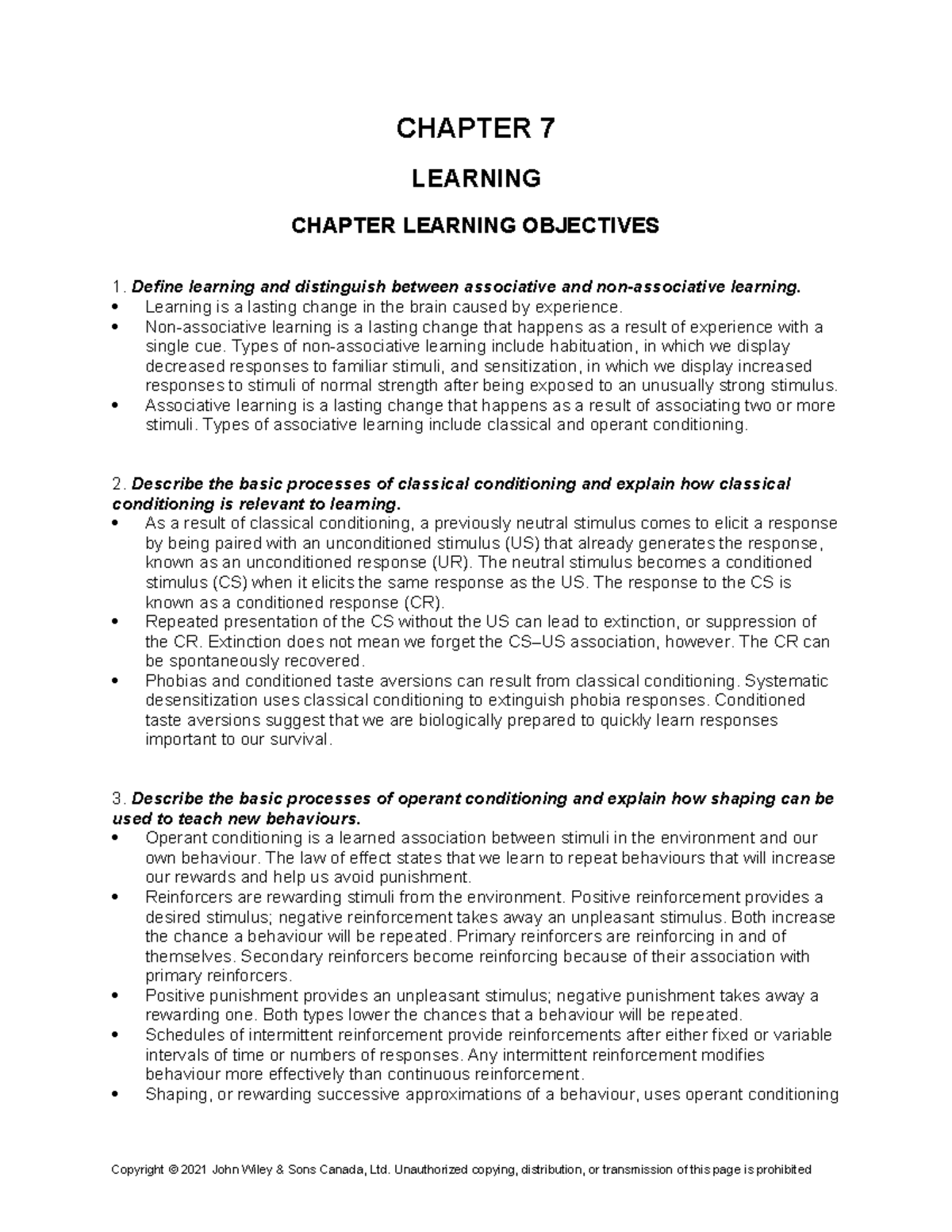 CHAPTER 7: LEARNING - Key Concepts and Processes in Psychology - Studocu