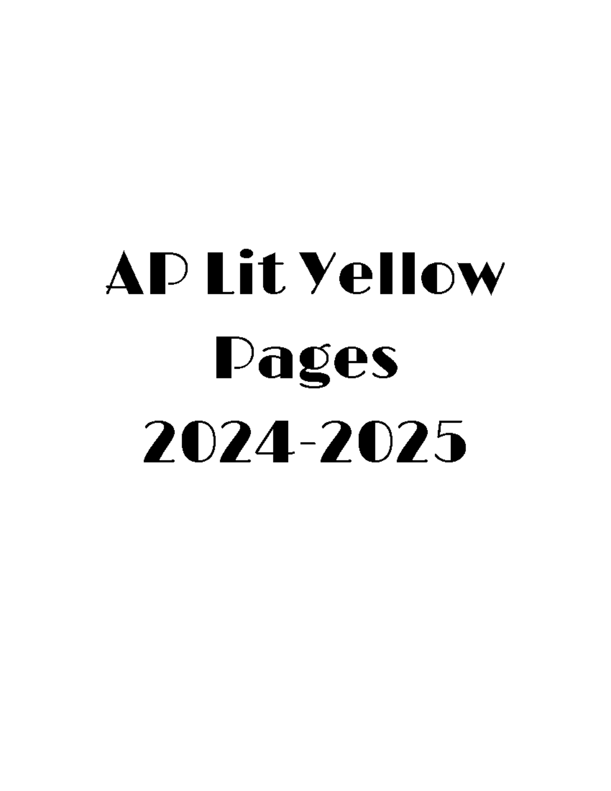 AP Literature Yellow Pages: Plot Structure & Literary Devices (2024 ...