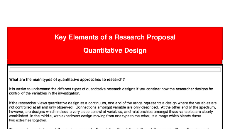 Quantitative Research Designs: Key Elements & Approaches - Studocu