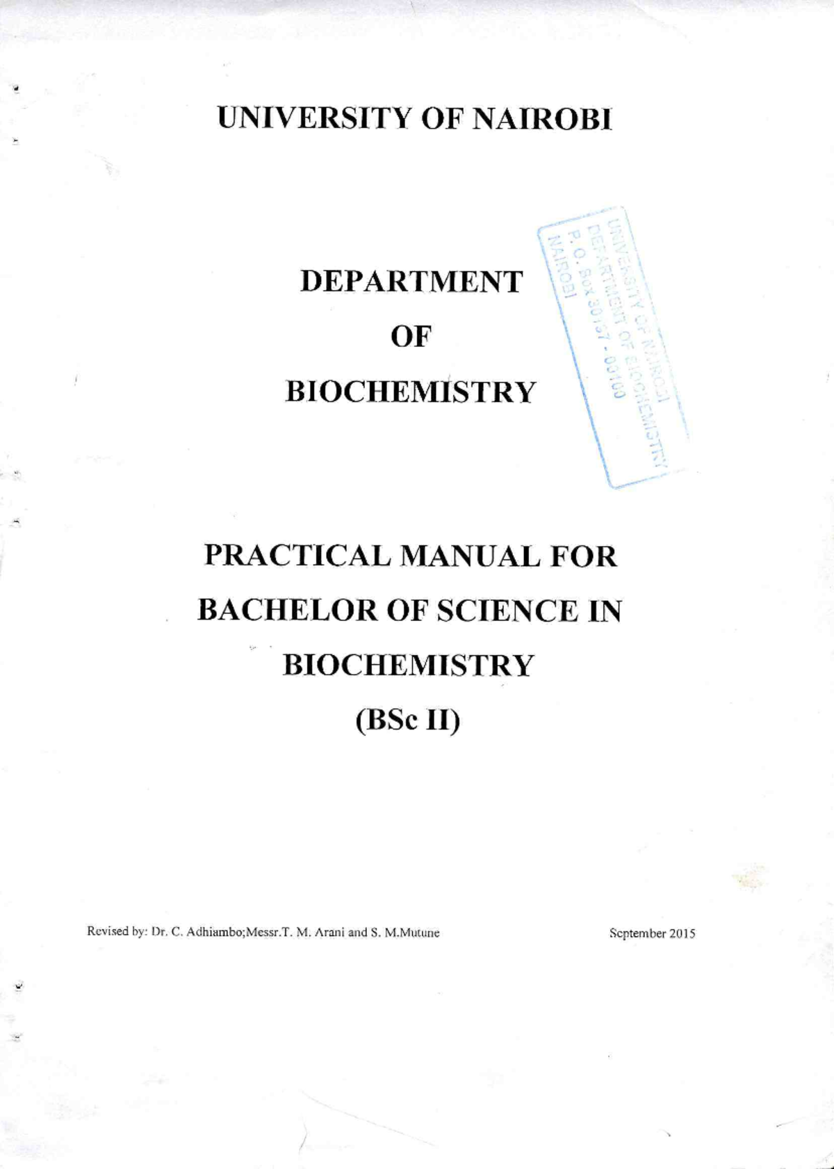 BSC 2 Biochemistry - Comprehensive Study Guide - Studocu