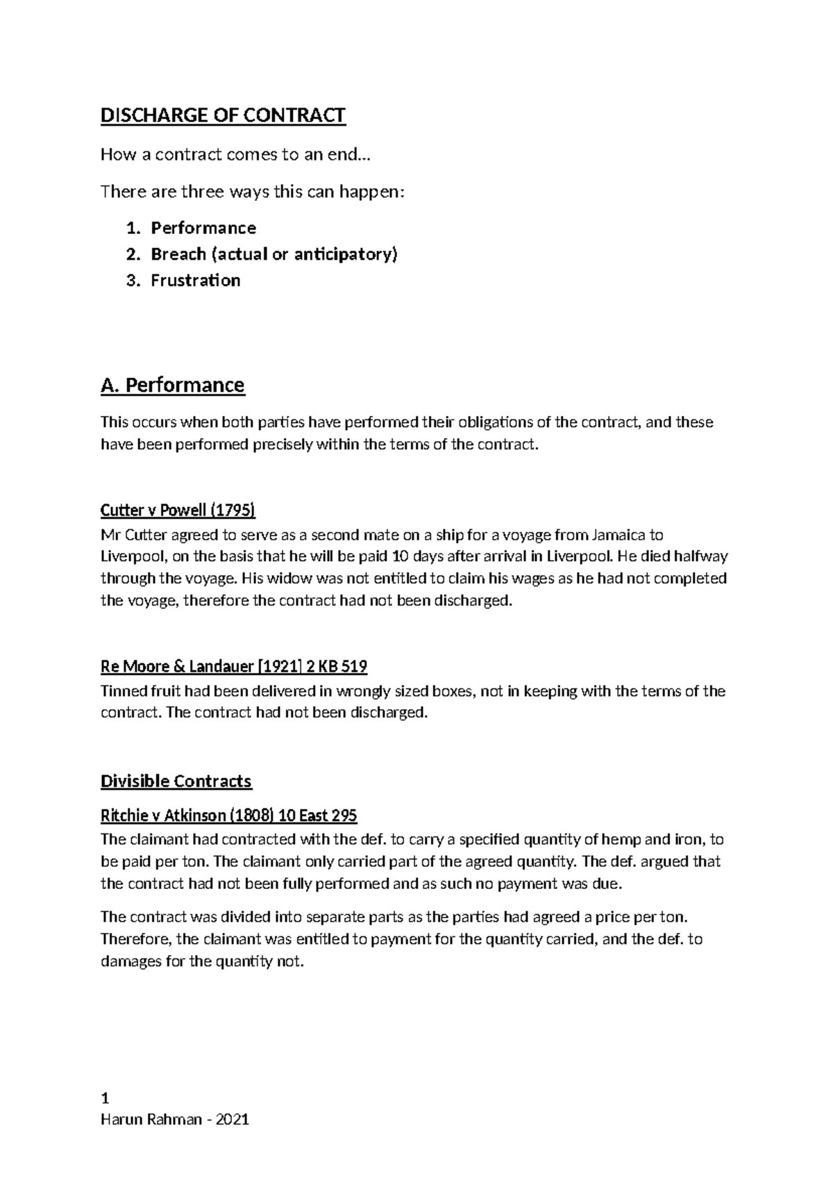 Discharge of Contract: Performance, Breach, and Frustration Explained ...