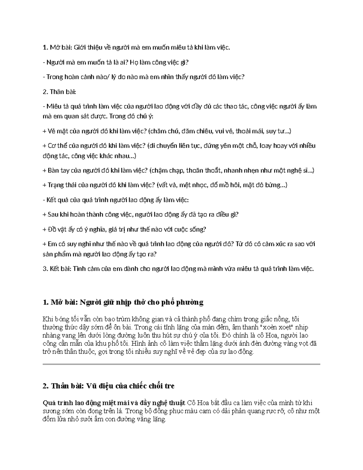 Tả Người Lao Động: Hướng Dẫn Chi Tiết Lớp 5 - Studocu