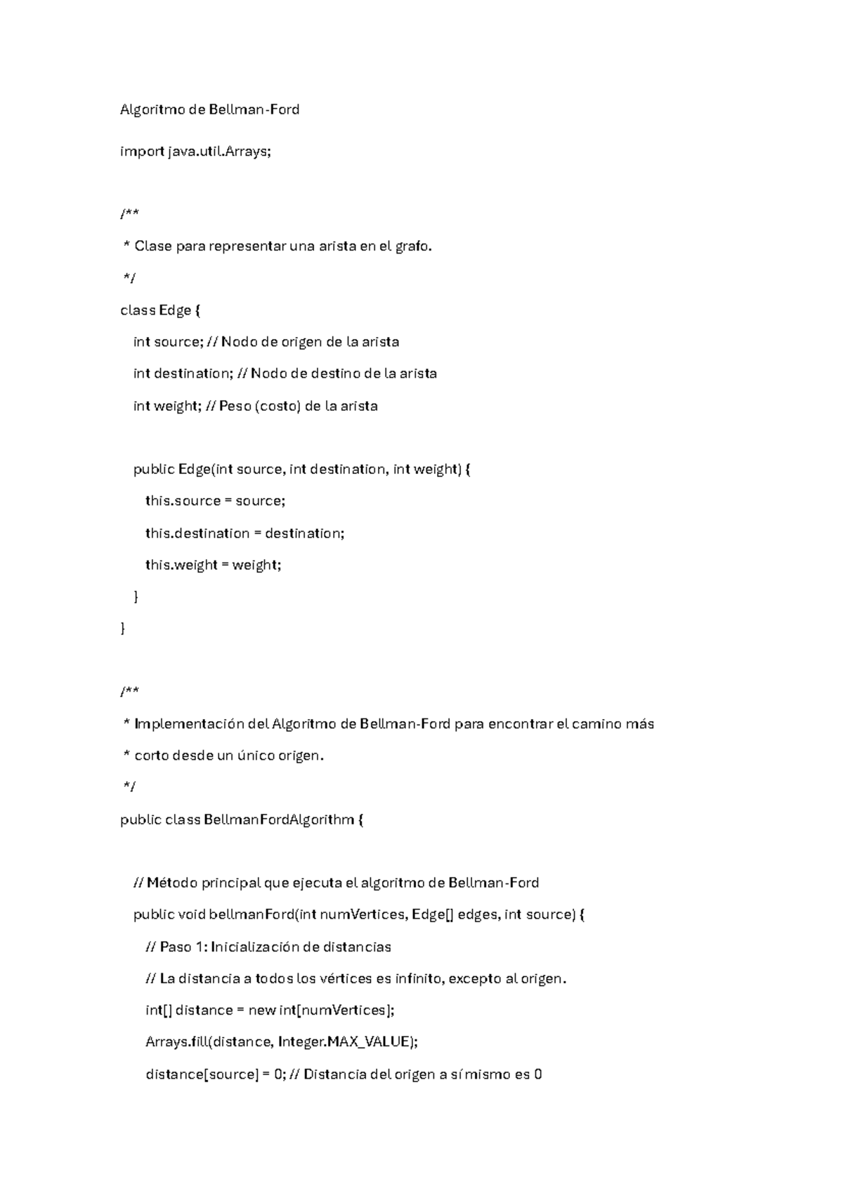 Algoritmo de Bellman-Ford para el Camino Más Corto en Grafos - Studocu