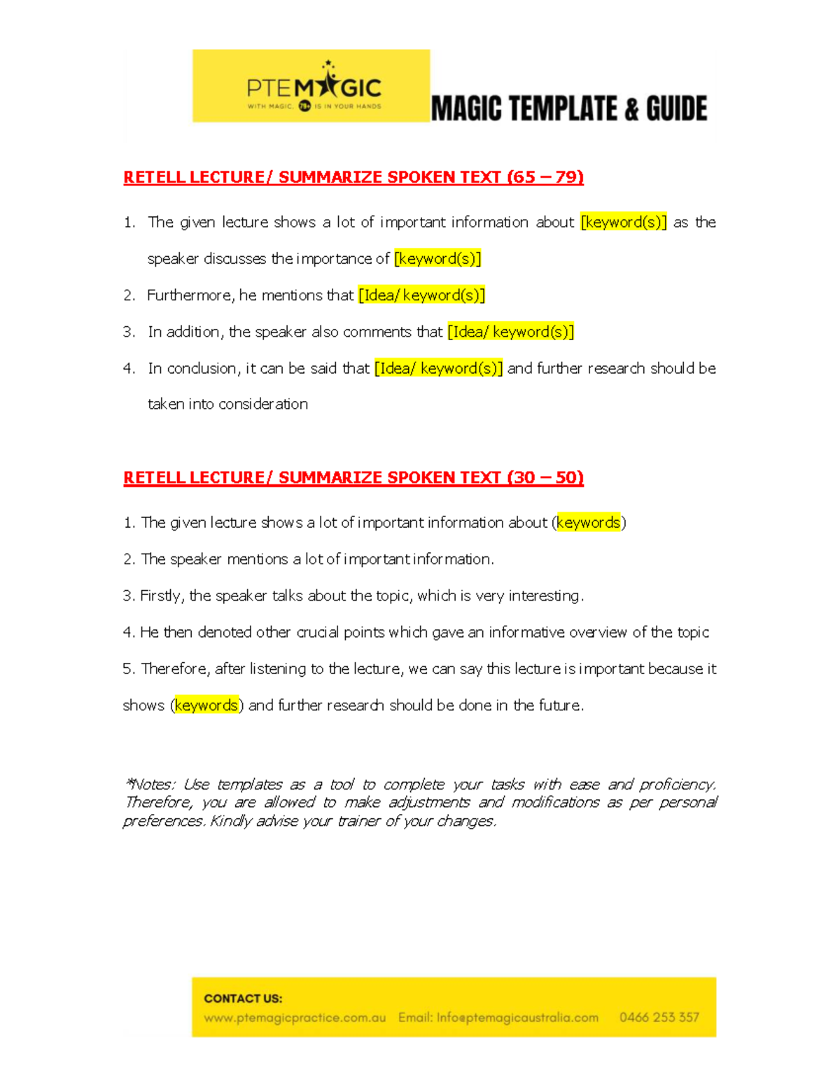 RL-SST-Template: Retell & Summarize Spoken Text Notes - Studocu
