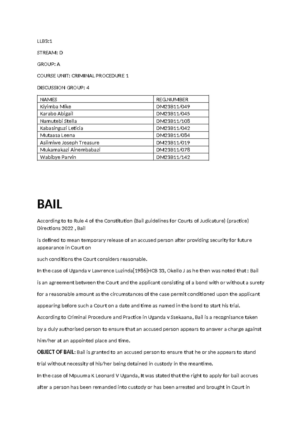 BAIL LLB3:1 - Essential Notes on Criminal Procedure and Bail Guidelines ...