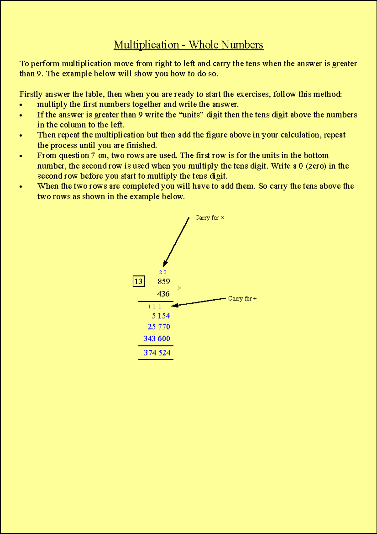 Multiplication of Whole Numbers: Step-by-Step Guide - Studocu
