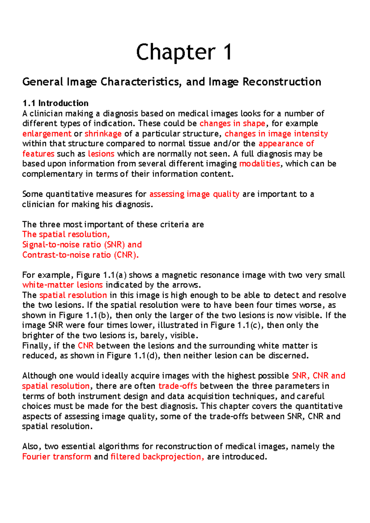 Chapter 1 M - General Image Characteristics & Reconstruction Techniques ...
