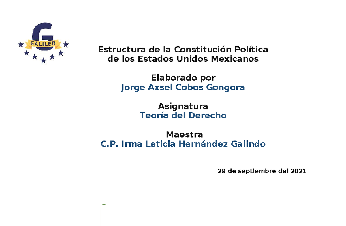 Estructura de la Constitución Política de los Estados Unidos Mexicanos ...