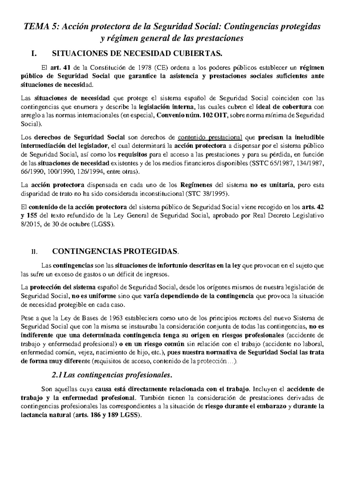 TEMA 5, Seguridad Social - TEMA 5: Acción protectora de la Seguridad ...