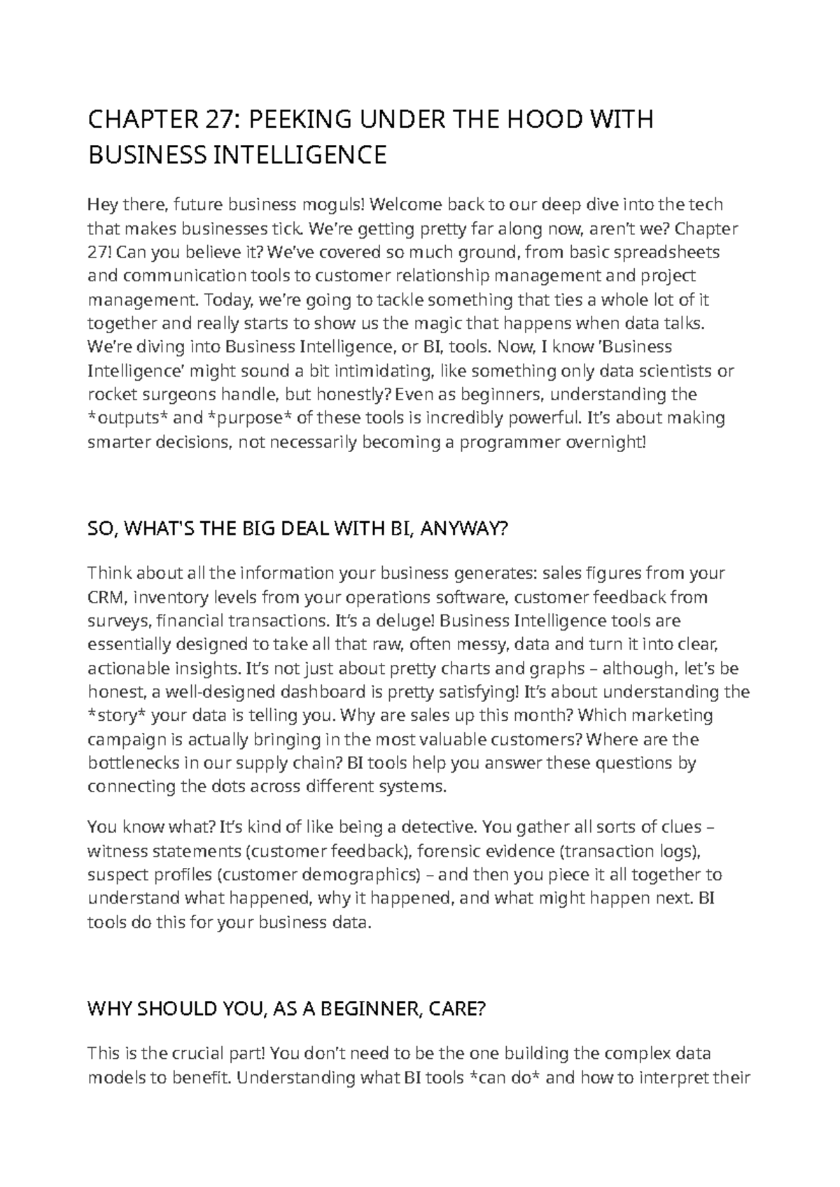 CH27: Understanding Business Intelligence Tools for Beginners - Studocu