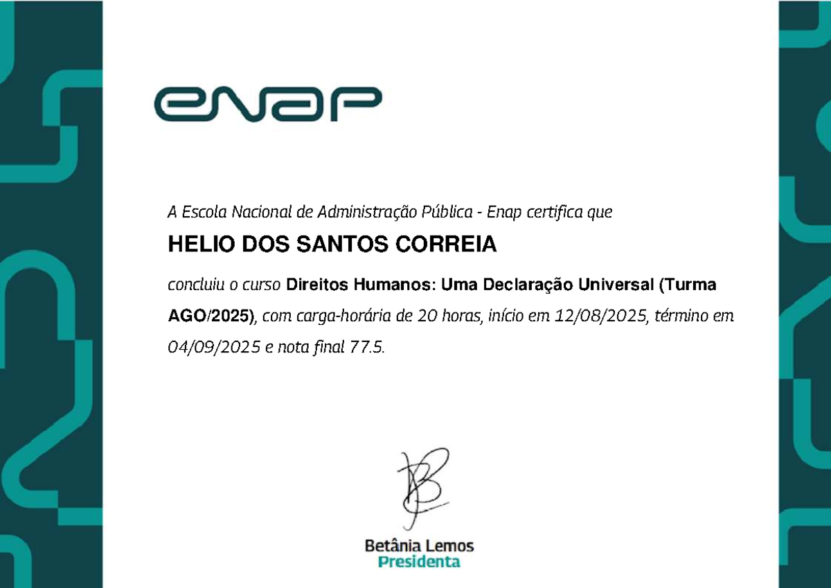 Certificado de Conclusão - Direitos Humanos (Turma Ago 2025) - Studocu