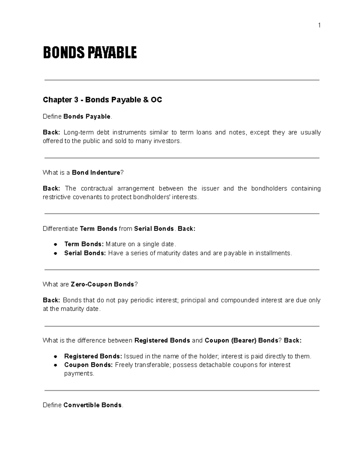 Bonds Payable Overview: Key Concepts and Definitions (Chapter 3) - Studocu