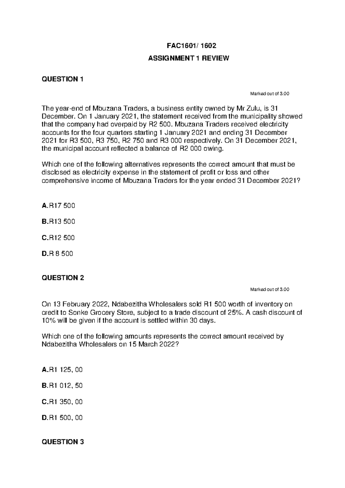 FAC1601 & 1602 Assignment 1- Review - FAC1601/ 1602 ASSIGNMENT 1 REVIEW ...