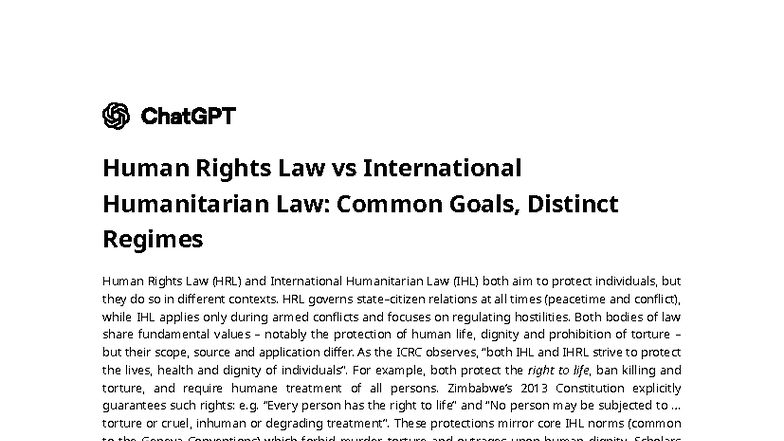 Human Rights Law (HRL) vs International Humanitarian Law (IHL): Key ...