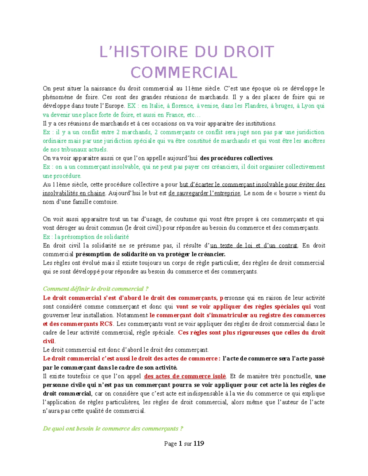 Droit commercial - Cours très complet - Droit commercial I TITRE 1 : INTRODUCTION : CHAPITRE 1 ...