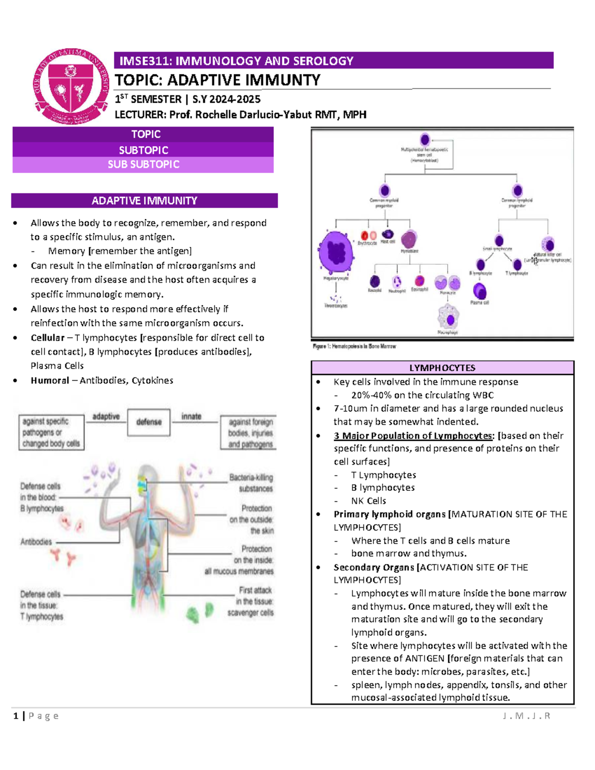 IMSE311: Adaptive Immunity Overview and Key Concepts - Studocu