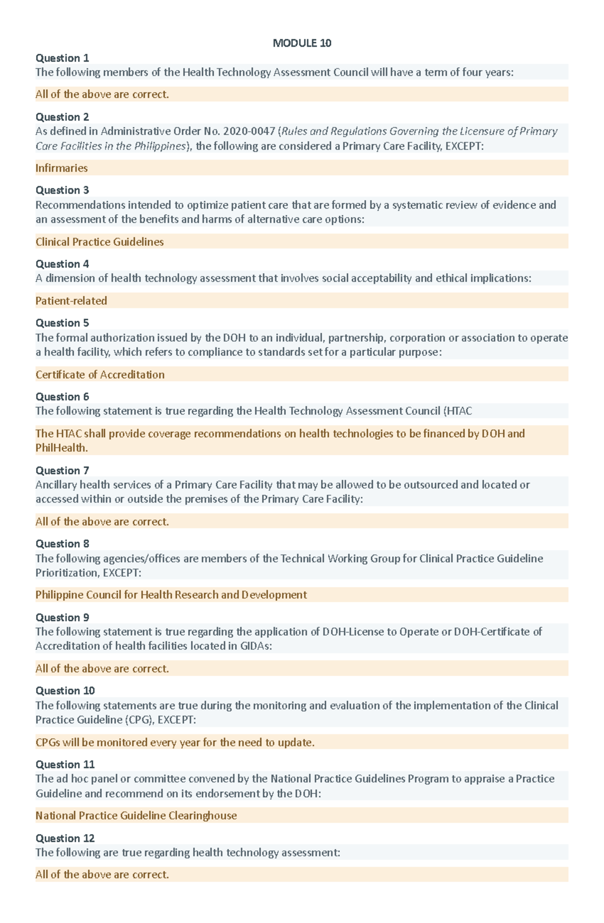 Module 10 - Key Topics in Health Technology Assessment - Studocu