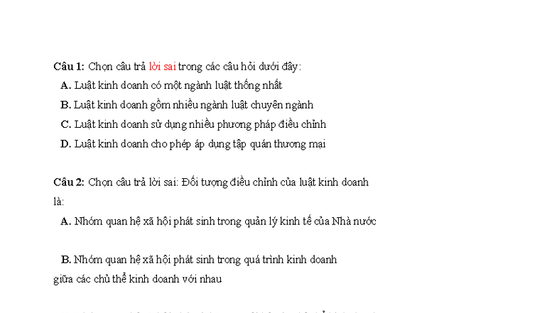 Trắc Nghiệm Luật Doanh Nghiệp TNHH và DNTN - Studocu