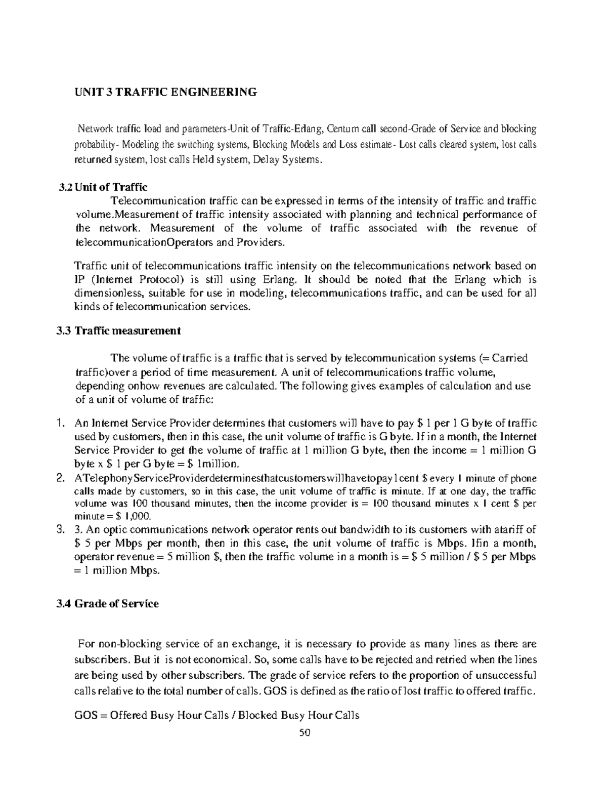 Traffic Engineering Concepts and Models - Unit 3 Overview - Studocu