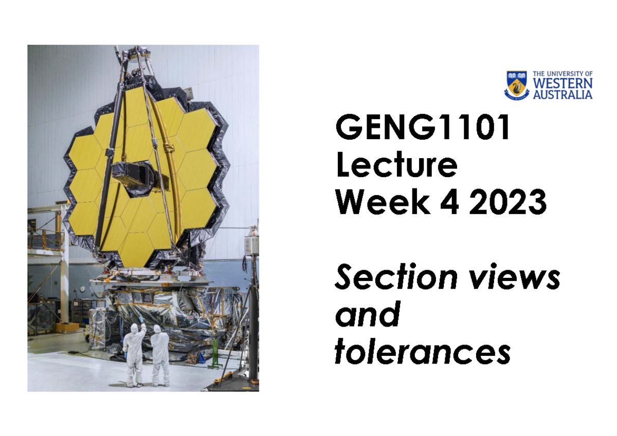 GENG1101 Lecture 4: Section Views & Tolerances Overview - Studocu
