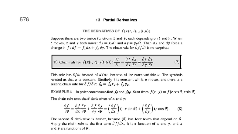 CH13 576 Partial Derivatives & Chain Rule Summary Notes - Studocu