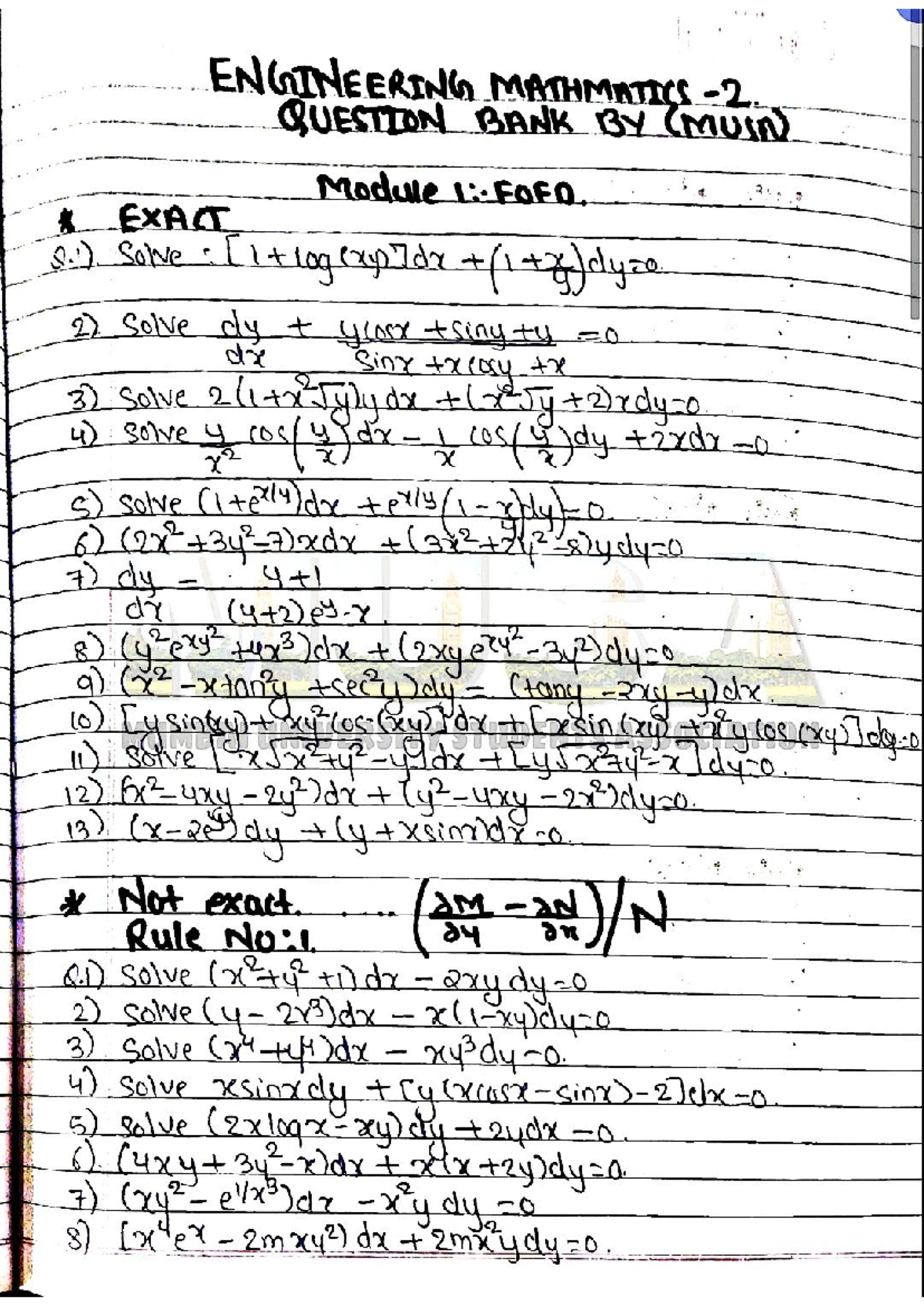 Engineering Mathematics-II (MUSA) Question Bank and Solutions - Studocu