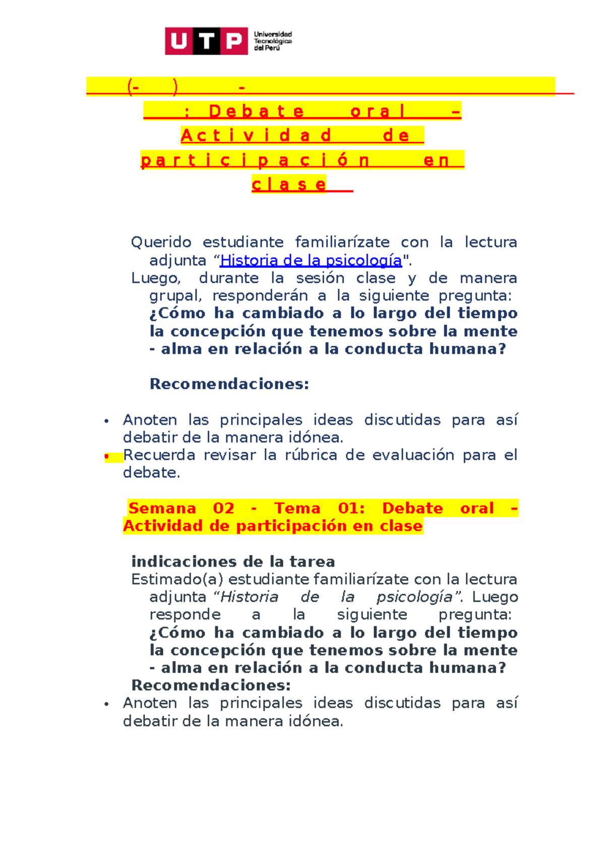 AC-S01 Semana 02 Tema 01: Debate Oral sobre la Mente y Conducta Humana ...