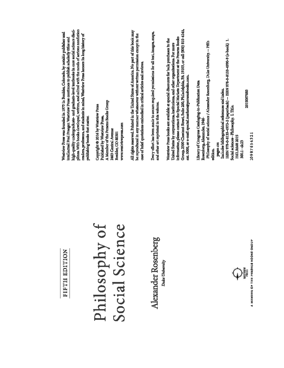 Philosophy of Social Science: Insights from Alexander Rosenberg (2015 ...