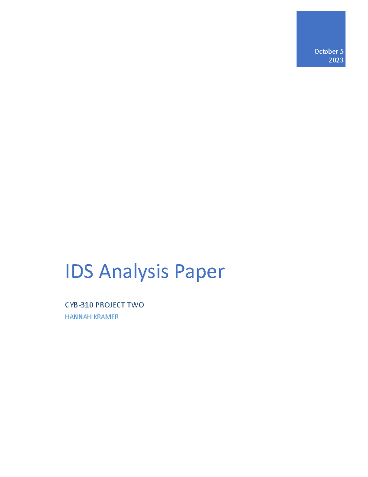 CYB 310 Project Two: IDS Analysis and Implementation Strategies - Studocu