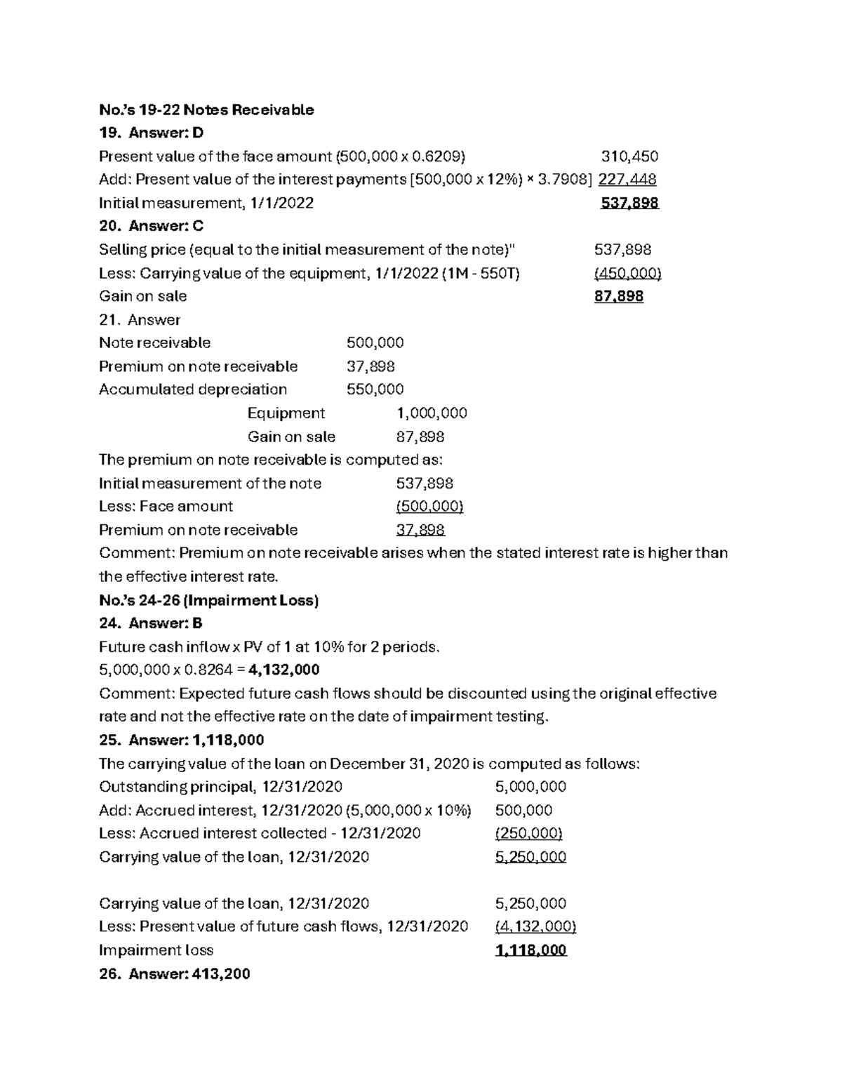 Acctg 14 Final Exam Answer Key: Problems 19-26 - Studocu