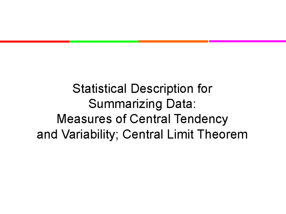 W5 Lecture Notes: Normal Distribution & Central Limit Theorem - Studocu