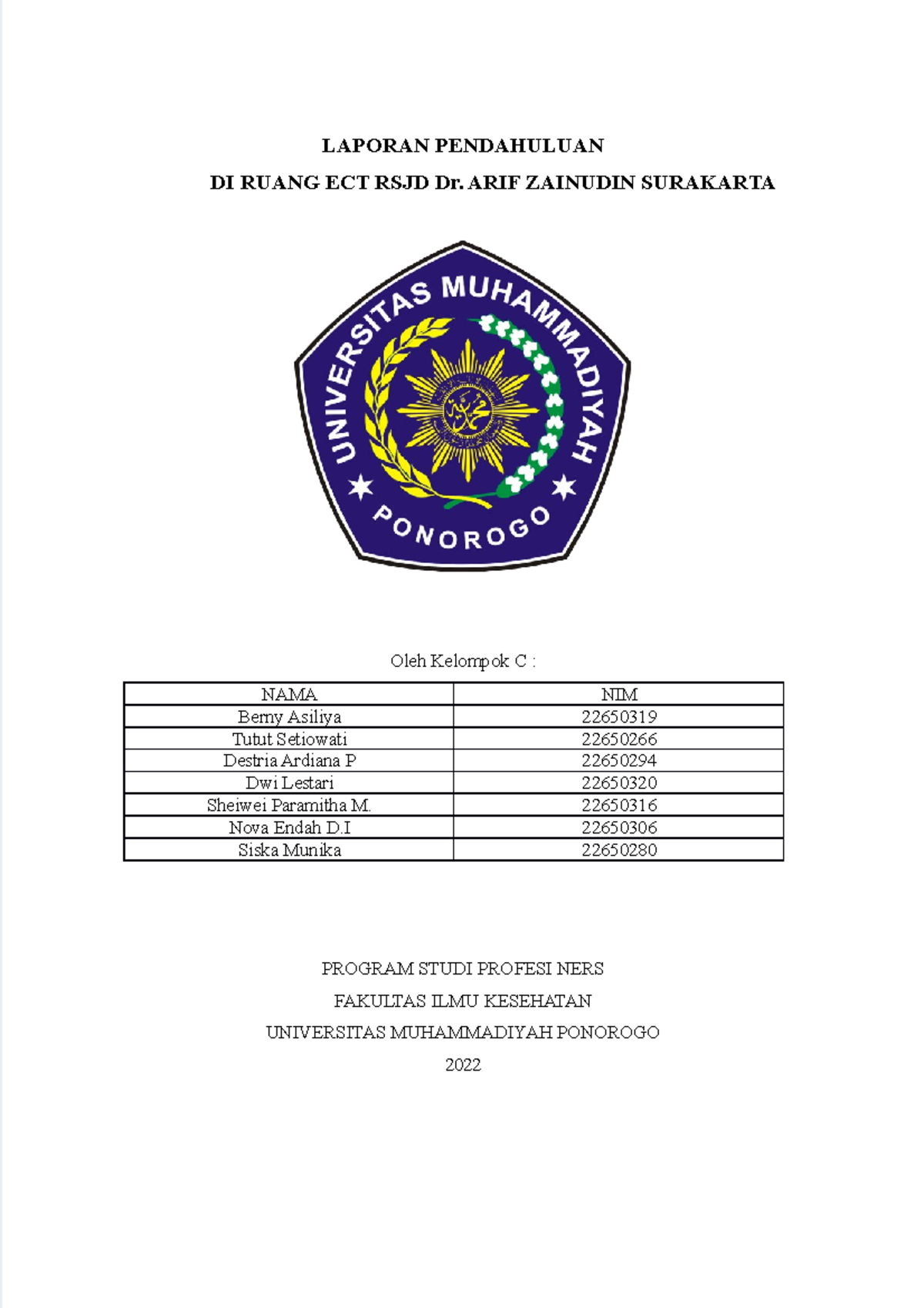 Laporan Pendahuluan Praktik Ners Stase Keperawatan Jiwa di ECT RSJD - Studocu